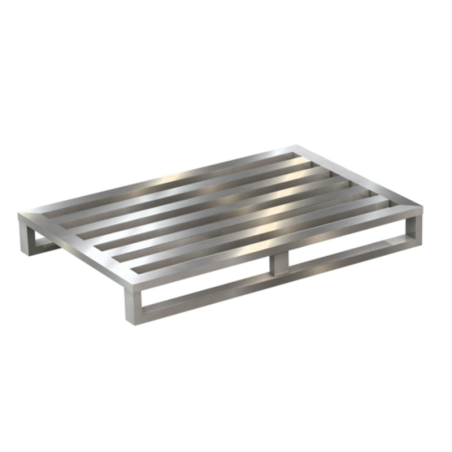 Palette en inox à lames longitudinales et semelles 1200 x 1000 mm